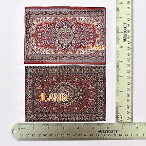 iLAND Miniature Dollhouse Accessories Victorian of Carpet for Dollhouse Furniture on 1/12 Scale and 3” - 12” Dolls, Woven Dollhouse Rugs 6” x 3.8” (2pcs Love)