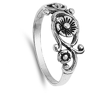 Sterling Silver Women's Simple Flower Tulip Ring Classic 925 Band 7mm Size 6