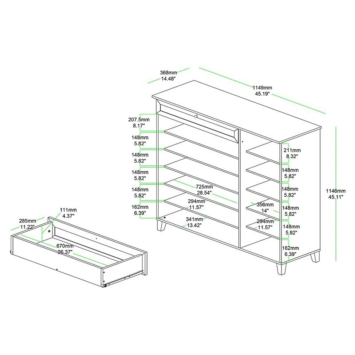 Baxton Studio Coolidge Brown Finished Wood 3-Door Shoe Storage Cabinet
