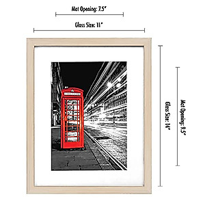 Americanflat 11x14 Light Wood Picture Frame 2 Pack with Shatter-Resistant Glass Cover and Composite Wood Molding - 11X14 Frame With Mat For 8X10 Inch Photos - 2 Pack
