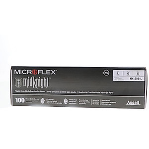 Ansell MICROFLEX MidKnight MK-296 Exam Standard Gloves - Size L, Black (Bundle of 200)