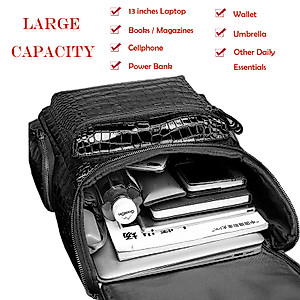 boshiho Real Leather Laptop Backpack Fashion Travel Bag Daypack for Men, Crocodile Pattern ( L)
