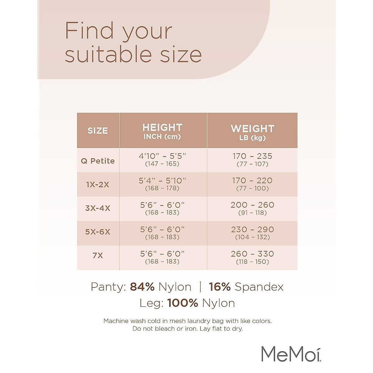 MeMoi Plus Size Curvy Control Top Pantyhose for Women, Comfortable Sheer Pantyhose, Lightweight Womens Stockings - French Coffee 7X