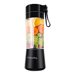 CollapsiPro USB Rechargeable Portable Blender, 0.8 Pounds, Black, One-Touch Operation, Ideal for Smoothies, Juices, Shakes, and More
