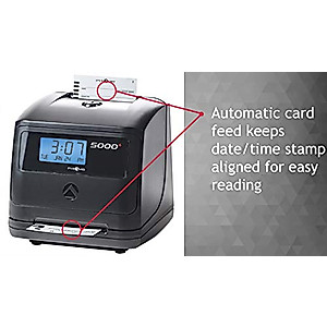 Pyramid Time Systems, Model 5000 Auto Totaling Time Clock, Handles up to 100 Employees, Made in USA, black