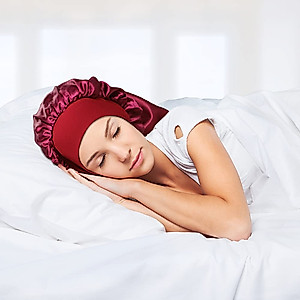 4 Pieces Satin Sleep Cap for Curly Hair and Dreadlock, Long Braids Sleeping Bonnets Silky Hair Bonnet for Women