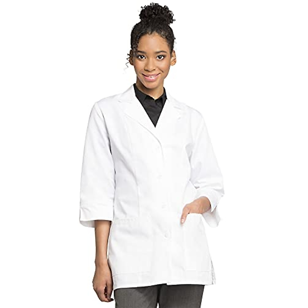 Cherokee Professionals with Certainty Women Scrubs Lab Coats 30" 3/4 Sleeve Plus Size 1470A, 2XL, White