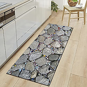 OPLJ Long Kitchen Mat Cobblestone Grain Bath Carpet Floor Mat Home Entrance Doormat Modern Rug Bedroom Living Room Floor Mats A8 60x180cm
