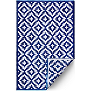 FH Home Reversible Floor Mat, 3 ft x 5 ft, Blue, 5 Feet