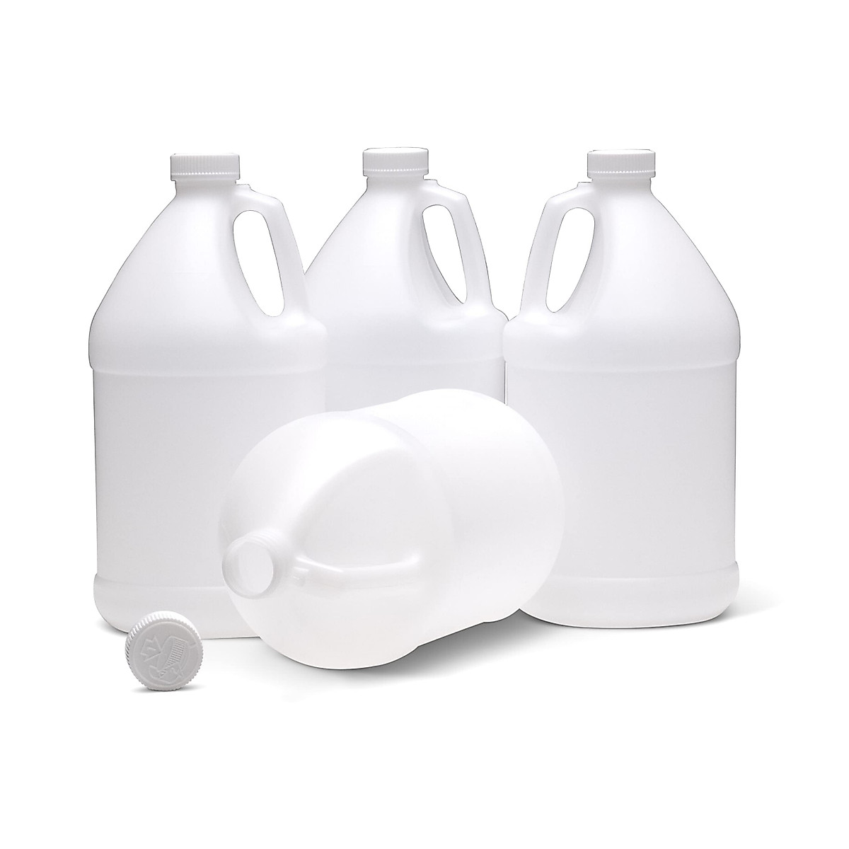 MHO Containers | 1 Gallon HDPE Plastic Jug with Reshipper Box and Child-Resistant Caps | Made in USA — Pack of 4