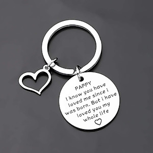BLEOUK Pappy Keychain Grandpa Gift Father’s Day Gift Birthday Gift for Grandpa Pappy (love since PAPPY)