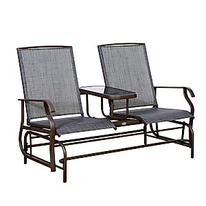 UYSB Patio Rocking Chair Bench 2 Person Rocker Deck Outdoor Furniture Chair Rocking Chair Rocker Chair Rocker Camp Chair Rocker Recliner Rocking Camp Chair Rocking Chairs Outdoor Rocking