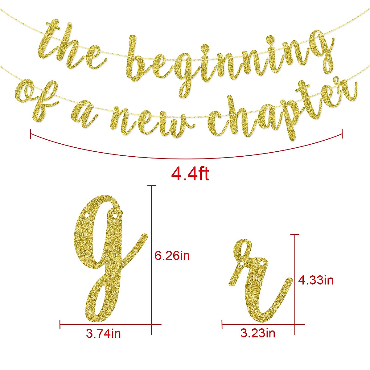 The Beginning Of A New Chapter Banner, Baby Shower, Graduation, Retirement, Farewell, Wedding Decorations, Gold Glitter