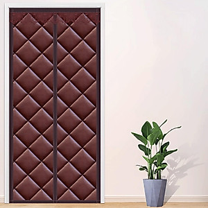 Winter Cotton Door Curtain Weatherproof, Magnetic Thermal Insulated Door Curtain, Door Soundproofing Insulation Cold Protection for Keeping Warm in Winter, for Living Room Garage Front Door Patio (Co