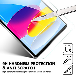 TopEsct 2-Pack Screen Protector for ipad 10th Generation(10.9-Inch, 2022 Model, 10th Gen),9H Tempered Glass Film,Anti-Scratch,HD Clear