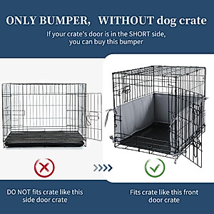Hombys Dog Crate Bumper with Ties - Soft Crate Accessory -Kennel Cover - Training Pads for Front Door Crates, 35"x24", Gray