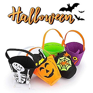 6 Piece Trick or Treat Bucket, Halloween Treat Bags, Non-Toxic Halloween Party Supplies for Kids, Boys and Girls