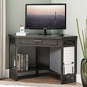 Leick Home Riley Holliday Computer Desk with Dropfront Keyboard Drawer, FURNITURE, Smoke Gray
