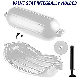 VOYOCHT 8.5 x 27 Inches Twin Eyes Ribbed Boat Fenders 4 Pack Boat Fenders Bumpers with Lines and Pump to Inflate for Docking (White)