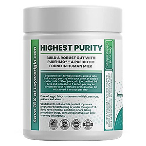 Layer Origin | PureHMO Human Milk Oligosaccharide (HMO 2'-FL) Prebiotic Powder - Feed 200 Billion Probiotics/Scoop, 45 Servings