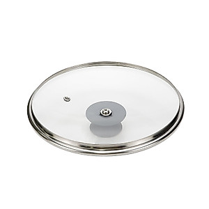 Mewutal Tempered Glass Lid Clear Pot Cover Assembled Pan Cover Replacement for Universal Pot Frying Pan Skillets Cookware, with Silicone Handle and Cleaning Pad (5.63 Inches)