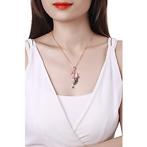 HXZZ Fine Jewelry Natural Gemstone Rose Quartz Sterling Silver Pendant Necklace Birthstone Anniversary Birthday Gifts for Women Her Mom Mother Wife