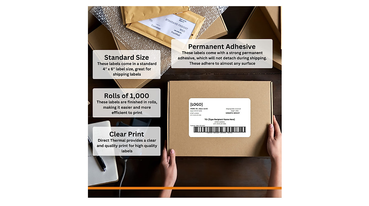 ATL Direct Thermal Shipping Labels 4x6 250, 4x6 Thermal Labels, Thermal ...