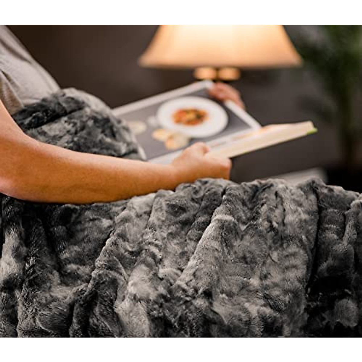 Chanasya Super Soft Fuzzy Faux Fur Throw Blankets - Fluffy Plush Lightweight Cozy Snuggly with Sherpa for Couch Sofa Living Room Bedroom - Grey Fall & Winter Home Decor (50x65 Inches) Gray Blanket