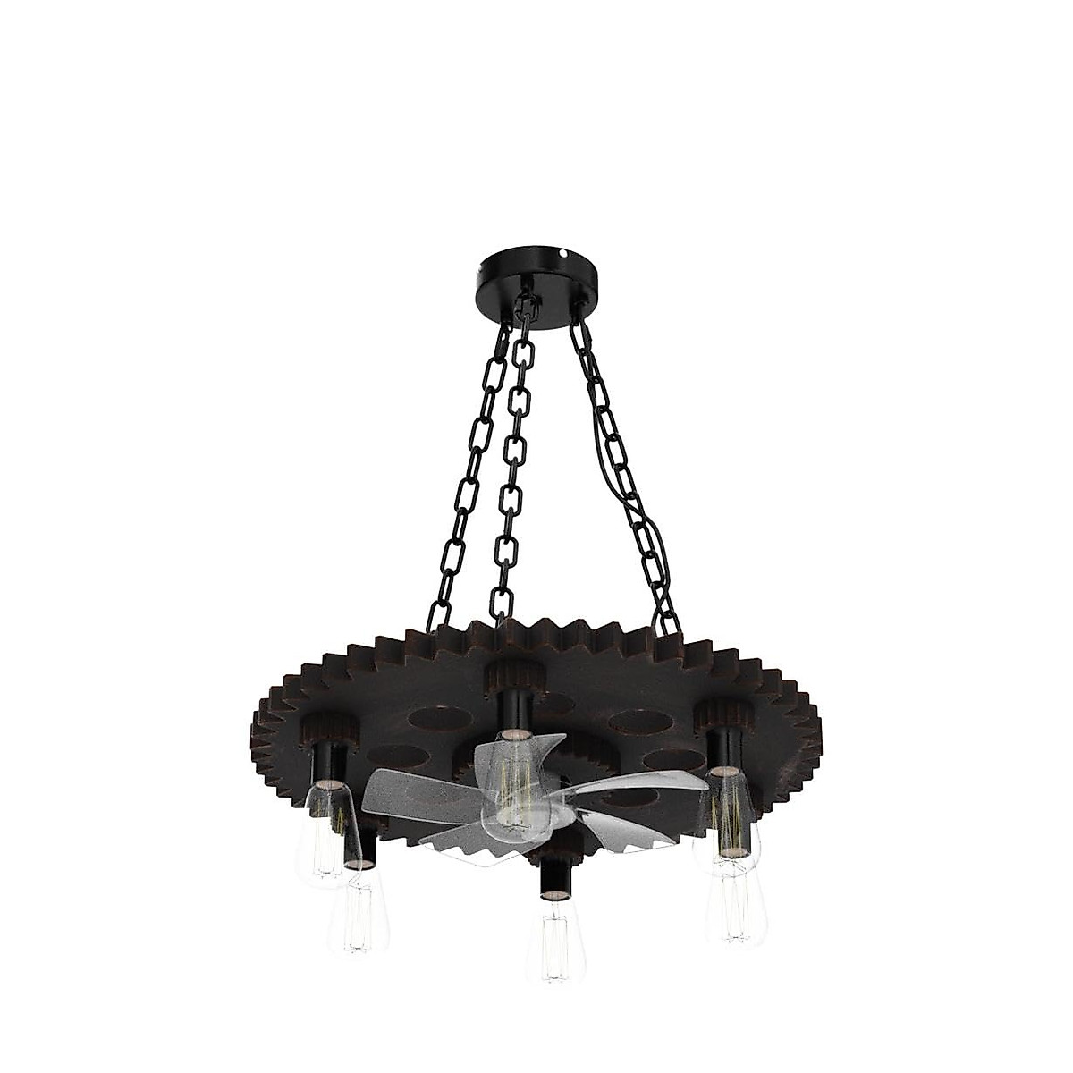 23.6in Ceiling Fan With Light,Farmhouse Ceiling Fan With Light and Remote Control, 6 Speeds Retro Ceiling Fans With Lights for Slanted Ceilings and Living Room, Vintage Copper (6 E26 Bulb Include)