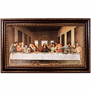 Mom’s Art Studio - Last Supper Wall Decor 46.5 X 28 Inches, Leonardo Da Vinci Reproductions, Museum Look Art Framed, Artist’s Acrylic Coating, Wall Art for Home Decor (Large, Brown Gold)