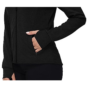 Rdruko Women's Zip Up Hoodie Light Active Jacket UPF 50+ Hiking Outdoor Sun Shirts(Black, US S)