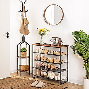 HOOBRO Shoe Rack, 5-Tier Shoe Storage Unit, Shoe Organizer Shelf for 16-20 Pairs, Saving Space, Durable and Stable, for Entryway, Hallway, Closet, Dorm Room, Industrial, Rustic Brown BF58XJ01