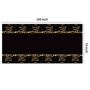 Suhelkit 3 Pack Retirement Decorations Party Supplies Tablecloth - Happy Retirement Decorations Table Cover for Men Women, Gold Black Retirement Party Decorations Table Cloth,54in x 108in
