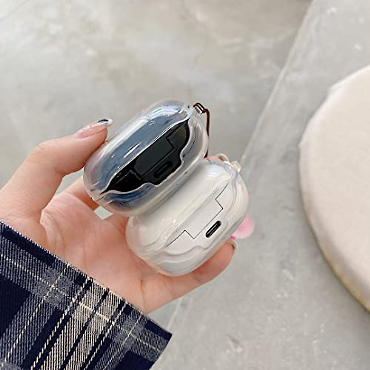 XBS-Better Silicone Transparent Heart Shockproof Case with Pendant for Samsung Galaxy Buds 2 Case (2021)/Galaxy Buds Pro Case (2021)/Galaxy Buds Live Case (2020)