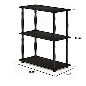 Furinno Turn-N-Tube 3-Tier Compact Multipurpose Shelf Display Rack with Classic Tube, Espresso/Black