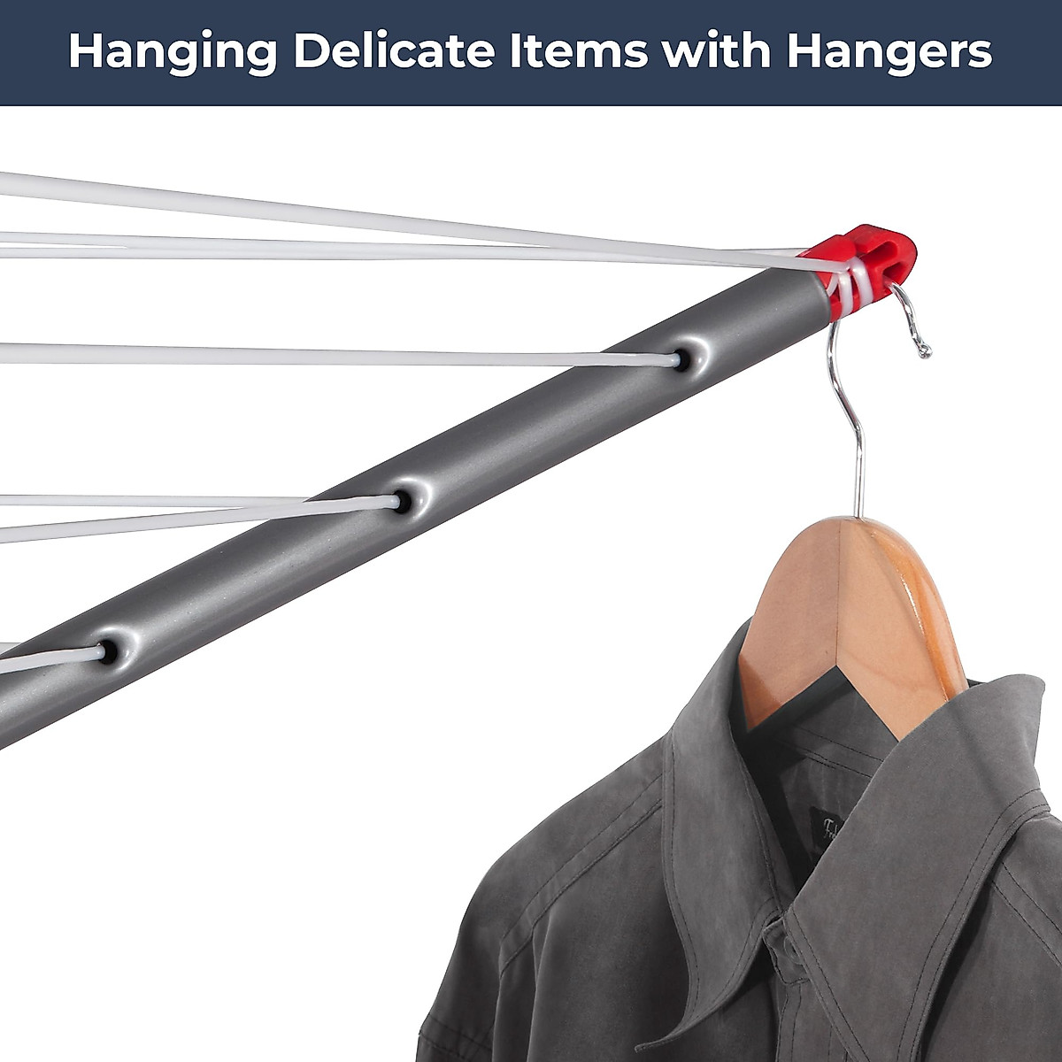 STO STO Umbrella Clothesline for Laundry, 4-Arm 12 Lines with 164 Feet Drying Space, Steel Frame, Adjustable Height, Outdoor Umbrella Rotary Drying Rack, Collapsible Clothes Drying Rack for Backyard