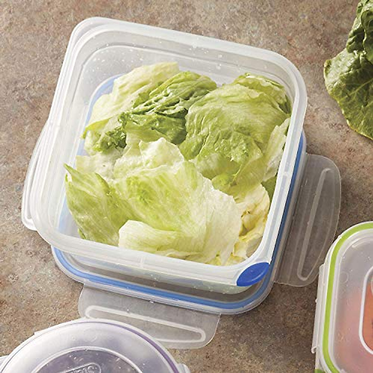 Sterilite Ultra-Seal 4 Cup Square, Airtight Food Storage Container, Latching Lid, Microwave and Dishwasher Safe, Clear With Blue Gasket, 1-Pack