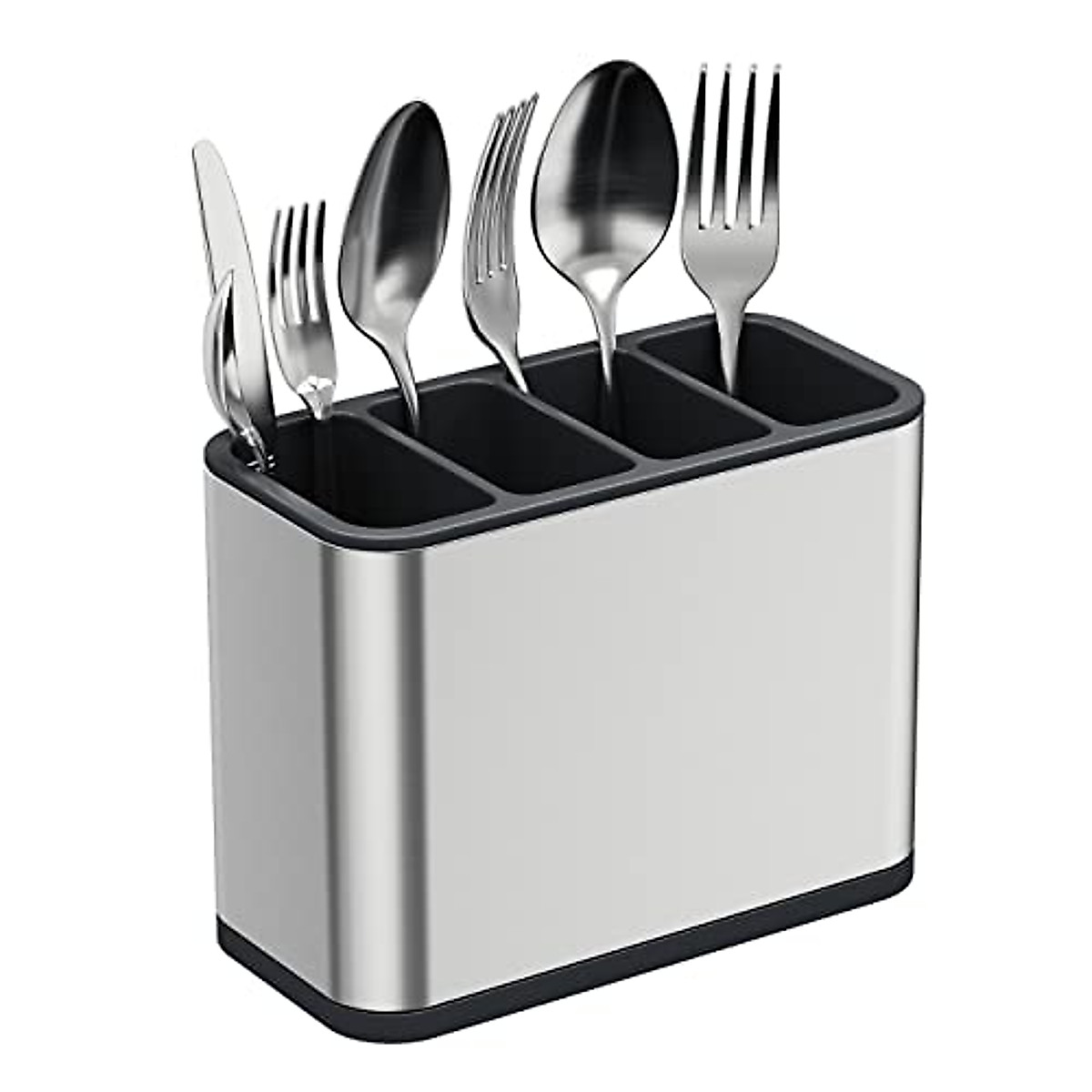 TESOT Utensil Holder Sink Caddy Sponge Holder with 4 Divided Compartments, Sturdy Stainless Steel, Rust Proof