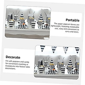 Amosfun 36pcs Popcorn Boxes Popcorn Box Snack Container Decorative Box Cake Container Paper Popcorn Boxes Black and White Stripes Mini Paper Popcorn Containers Party Snack Bucket Hat