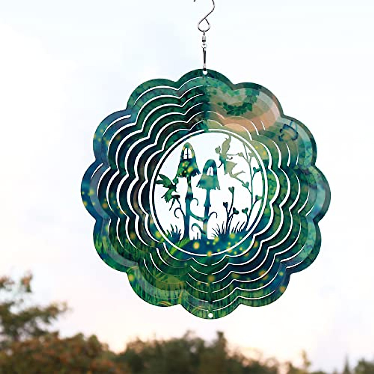 Spring Song Wind Spinner 3D Stainless Steel Indoor Outdoor 10" Fairy Garden Garden Decoration Crafts Ornaments Kinetic Yard Art, Hanging Wind Spinners Decor Gifts