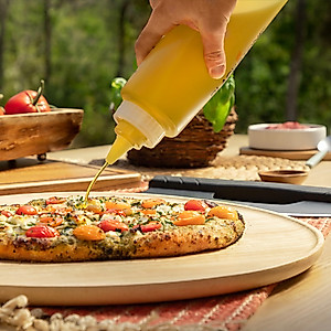 Blackstone 5071 Premium Leak-Free 32 oz Large Set of 2 Durable Clear Food Dispenser Squeeze Squirt Bottle Griddle Accessory with Cap for Sauces, Oil, Condiments,Salad Dressings, Water