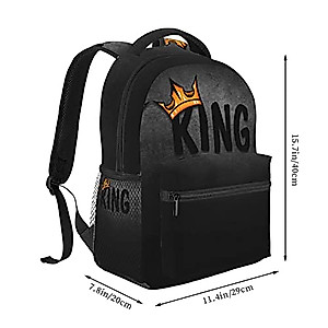 ASYG King Backpack Men Laptop Backpack Lion Tablet Travel Picnic Bag Lion Travel Bag