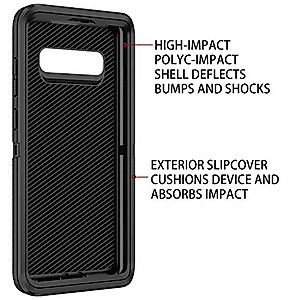 Regsun for Galaxy S10 Plus Case,Shockproof 3-Layer Full Body Protection [Without Screen Protector] Rugged Heavy Duty High Impact Hard Cover Case for Samsung Galaxy S10 Plus,Black