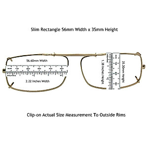 Slim Rectangle NON Polarized Yellow Lens Clip On Sunglasses (Pewter-NON Polarized Yellow Lens, 54mm Width x 33mm Height)