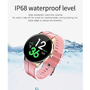 SYSMARTS Fitness Trackers,Health Sports Smart Watch with Heart Rate & Sleep Monitor,Calorie Step Counter,1.3" Touch Screen,IP68 Waterproof Pedometer Activity Trackers for Women Men (Rose Pink)