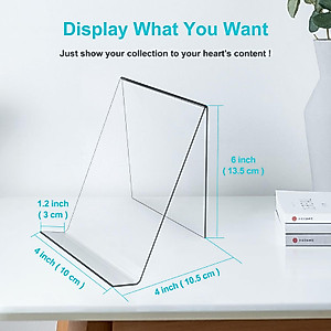 Boloyo Acrylic Book Stand Without Ledge ,6 Inch 6PC Clear Acrylic Display Easel Transparent Display Stand Holder Tablet Holder for Displaying Pictures,Books,Artworks, CDs