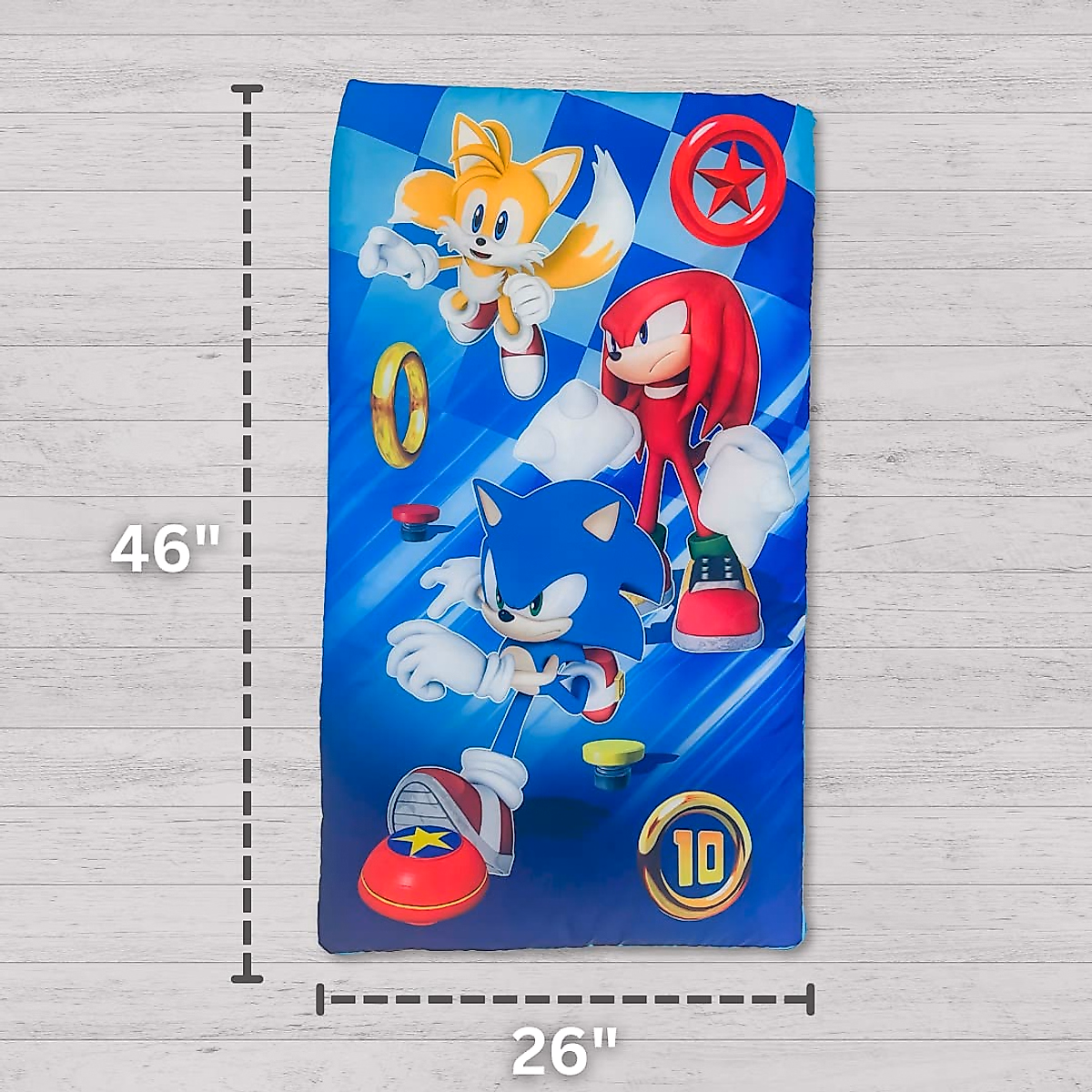 Sonic The Hedgehog Anime Kids Soft Lightweight 2 Piece Sleeping/Slumber Bag and Sling Bag Set, 46"(L) X 26"(W), (Official Licensed Sega Product) by Franco
