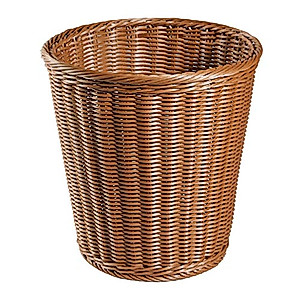 VORCOOL Round Rattan Waste Basket Bin Paper Wastebasket Books Newspaper Decorative can for Bedroom Desktop Coffee