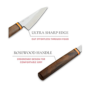 Voeux Kitchen-Honesuki Boning Knife Professional Chef Stainless Steel Blade High Carbon German Stainless Steel,Japanese Fish and Meat Cutting Knife, Razor Sharp Fillet Knife, Rose Wood Handle 5 Inch