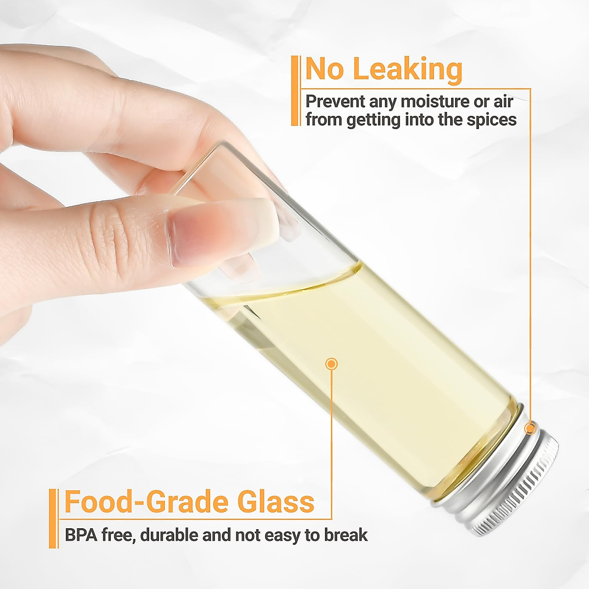 TUZAZO 12 PCS 50 ml / 1.7 oz Glass Spice Jars, Transparent Spice Containers with Aluminum Lids, Small Travel Seasoning Storage Bottles for Home Kitchen, Outdoor Camping, Gardening